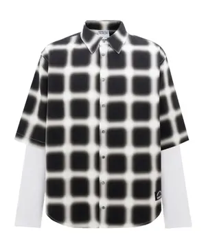 MARCELO BURLON COUNTY OF MILAN Windowpane-printed Button-up Shirt - Black
