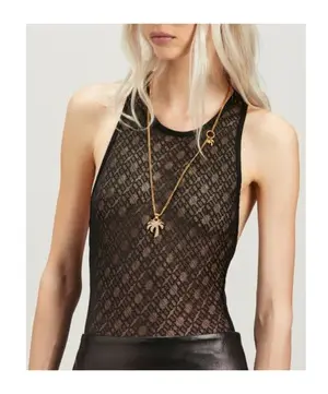 Palm Angels Sheer-lace Racerback Bodysuit