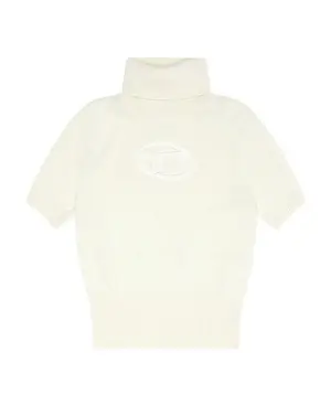 DIESEL® Logo Patch High Neck Sweater - White