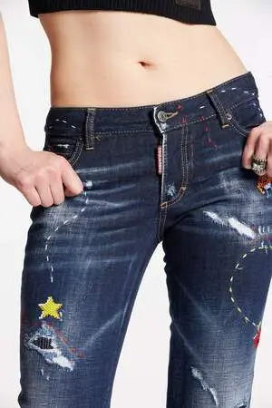 Dsquared2 Low-rise Embroidered Skinny Jeans