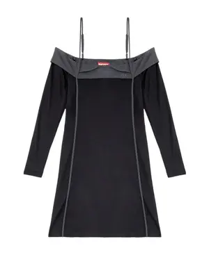 DIESEL® Logo-embroidered Drop-shoulder Minidress