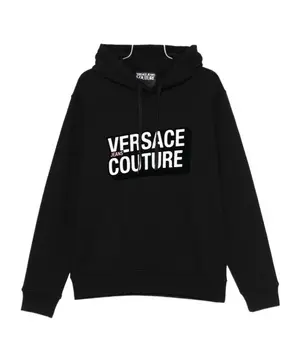 Versace Logo Print Hoodie - Black