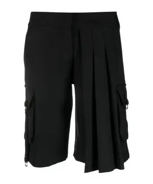 Off-White High Waist Pleated Cargo Shorts - Black