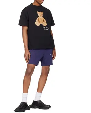 Palm Angels Logo Embroidered Track Shorts - Blue