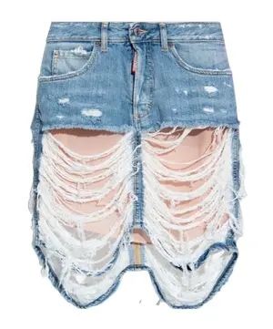 Dsquared2 Distressed Denim Mini Skirt - Blue
