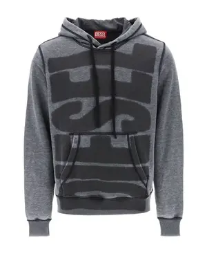 DIESEL® S-ginn Logo Printed Drawstring Hoodie - Black