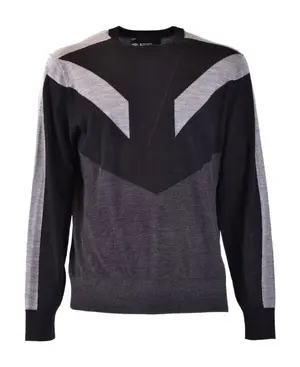 Neil Barrett Colour-block Wool Jumper - Black