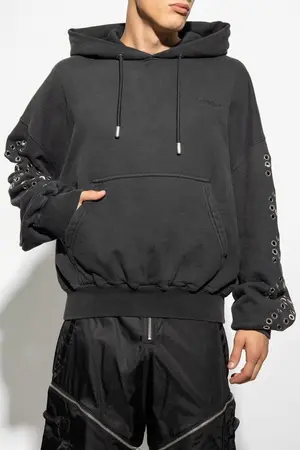 Off-White Drawstring Long-sleeved Hoodie
