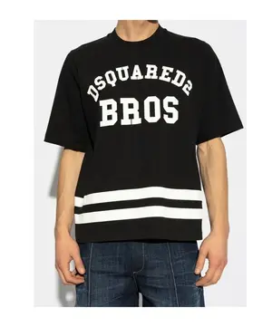Dsquared2 Logo Printed Striped Crewneck T-shirt