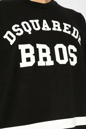Dsquared2 Logo Printed Striped Crewneck T-shirt