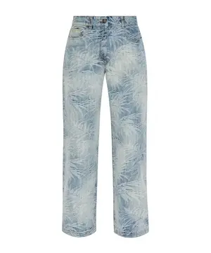 Palm Angels Palm Printed Straight Leg Jeans - Blue