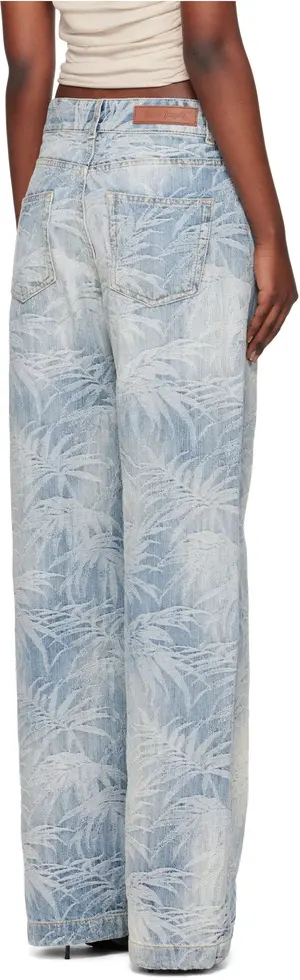 Palm Angels Palm Printed Straight Leg Jeans