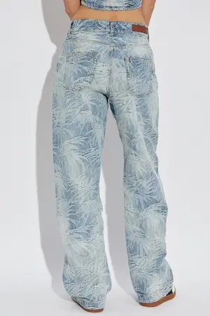 Palm Angels Palm Printed Straight Leg Jeans