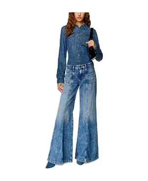 DIESEL® D-akii Flared Panelled Jeans