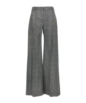 Ermanno Scervino Wide Leg Herringbone Trousers - Gray