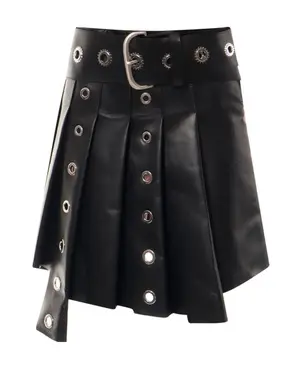 Off-White Eyelet-embellished Belted Mini Skirt