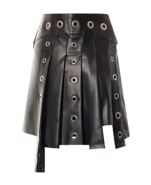 Off-White Eyelet-embellished Belted Mini Skirt