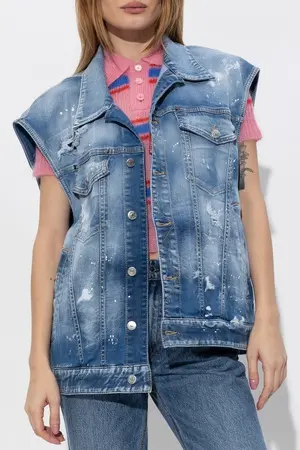 Dsquared2 Distressed Oversized Denim Vest