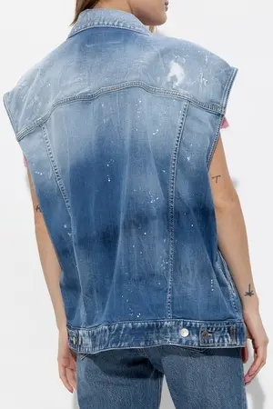 Dsquared2 Distressed Oversized Denim Vest