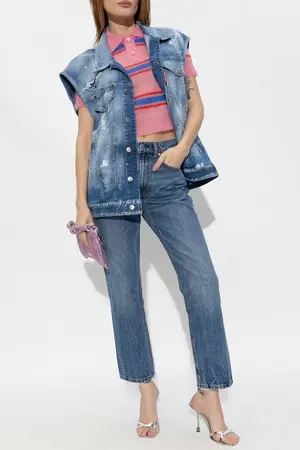 Dsquared2 Distressed Oversized Denim Vest
