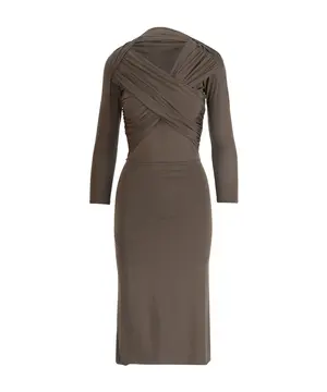 PATOU Draped Midi Dress - Brown