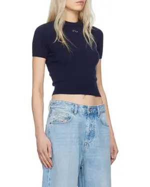 DIESEL® M-arga Cut Out Logo Fine Knitted Top