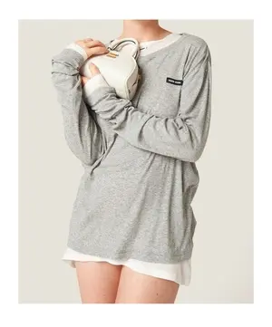Miu Miu Long-sleeved Ribbed Jersey T-shirt