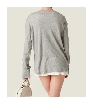 Miu Miu Long-sleeved Ribbed Jersey T-shirt