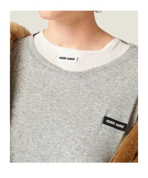 Miu Miu Long-sleeved Ribbed Jersey T-shirt