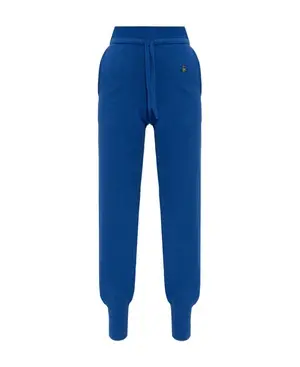 VIVIENNE WESTWOOD Logo-embroidered Knitted Sweatpants - Blue