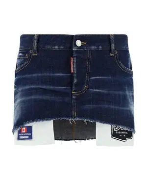 Dsquared2 Frayed Hem Mini Denim Skirt