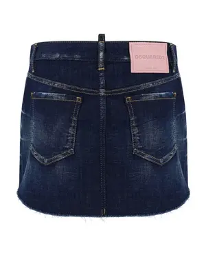 Dsquared2 Frayed Hem Mini Denim Skirt