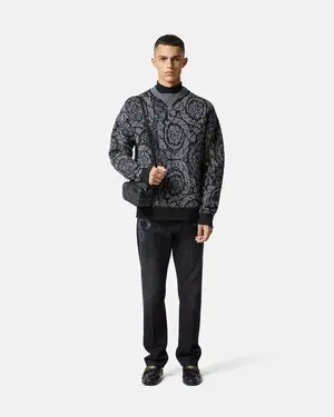 Versace Barocco-intarsia Crewneck Jumper