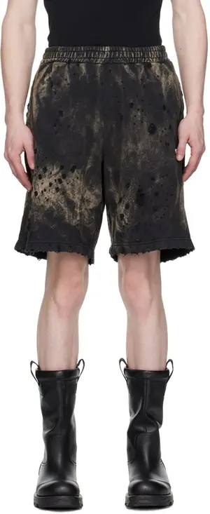 DIESEL® P-crown-n2 Marbled Effect Distressed Shorts
