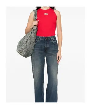 DIESEL® M-caddix Logo Plaque Ribbed-knit Top