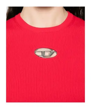 DIESEL® M-caddix Logo Plaque Ribbed-knit Top