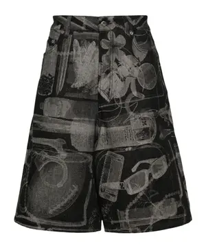 Off-White Xray Jacquard-print Denim Shorts - Black