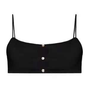 Dsquared2 Fine-knit Cut-out Square Neck Cropped Top - Black