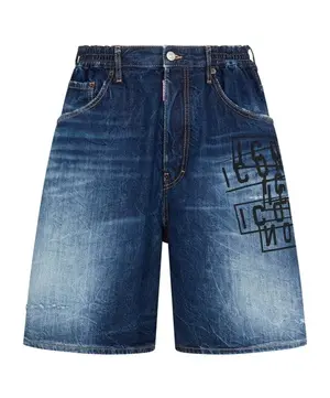 Dsquared2 Icon Mid-rise Denim Shorts - Blue