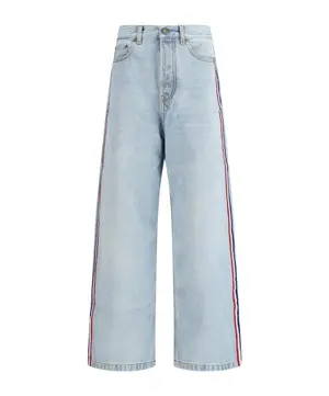 Fiorucci Tricolor Stripe Baggy Jeans - Gray