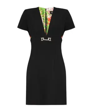 Dsquared2 Plunging V-neck Cutout-detailed Dress - Black