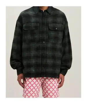 Palm Angels Curved Logo Checked Shirt