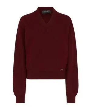 Dsquared2 V-neck Knitted Jumper - Bordeaux