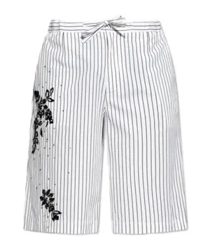 Dolce & Gabbana Dolce Gabbana Floral-detail Striped Drawstring Shorts - White