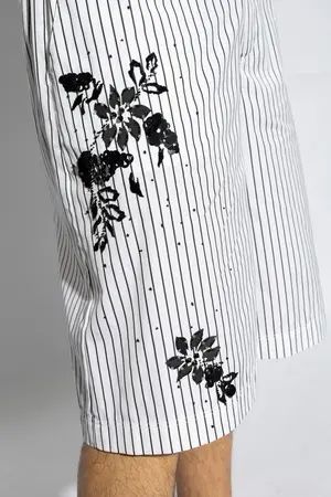 Dolce & Gabbana Dolce Gabbana Floral-detail Striped Drawstring Shorts