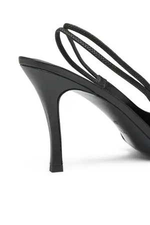 DIESEL® D-venus Sb Logo Plaque Frayed Slingback Pumps