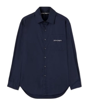Palm Angels Logo Embroidered Long-sleeved Shirt - Black