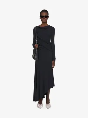 Givenchy Asymmetric Draped Midi Dress