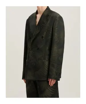 Palm Angels Double-breasted Palms Jacquard Blazer
