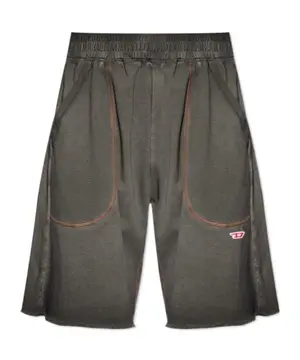 DIESEL® P-bask Faded-effect Cotton-jersey Shorts - Black